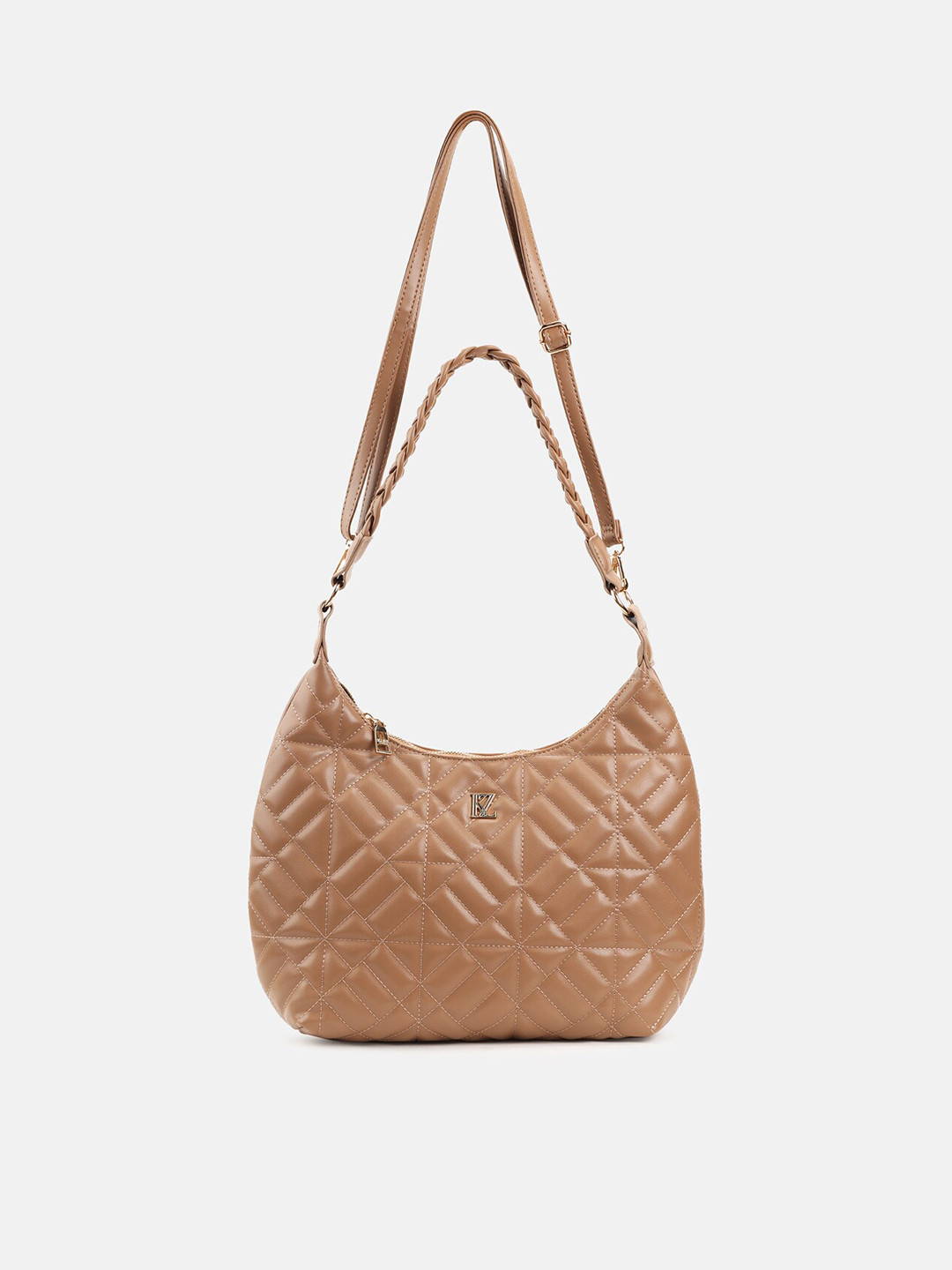 Buy Kazo Brown Textured PU Structured Handbags - Handbags for Women ...