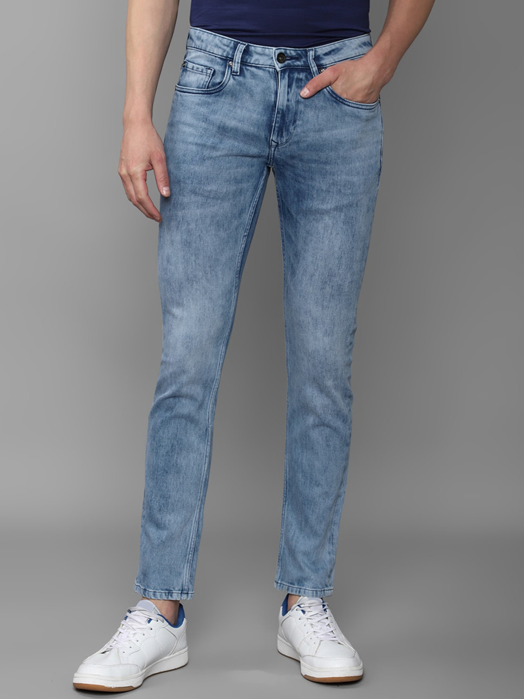 Buy Louis Philippe Jeans Men Blue Slim Fit Heavy Fade Jeans - Jeans for ...