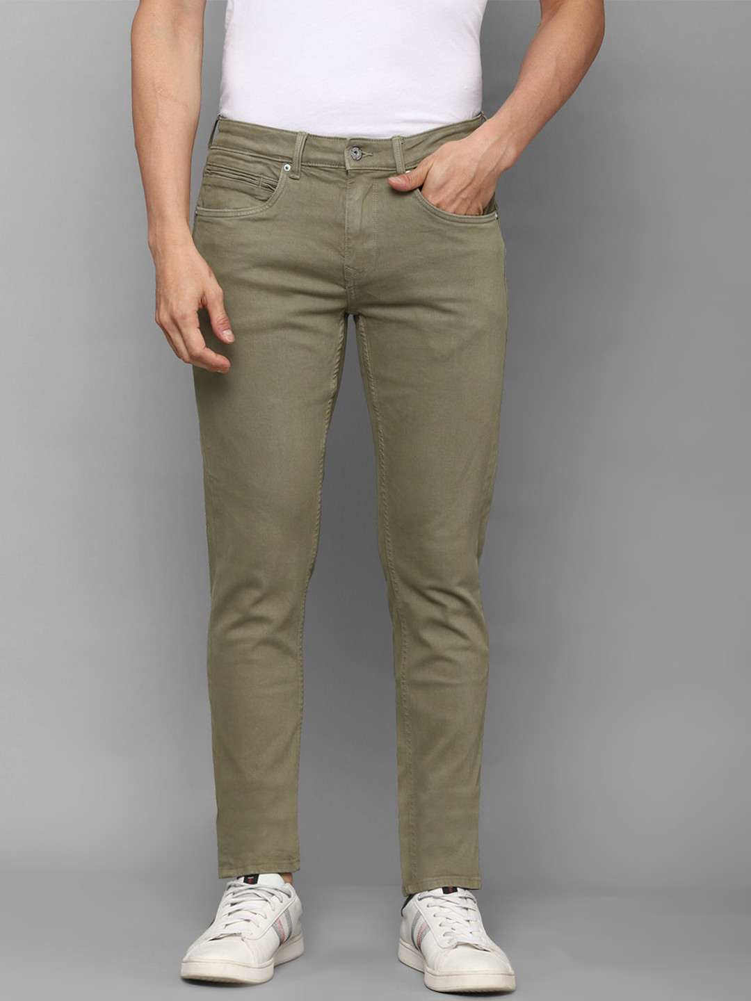 Buy Louis Philippe Jeans Men Olive Green Cotton Slim Fit Jeans - Jeans ...