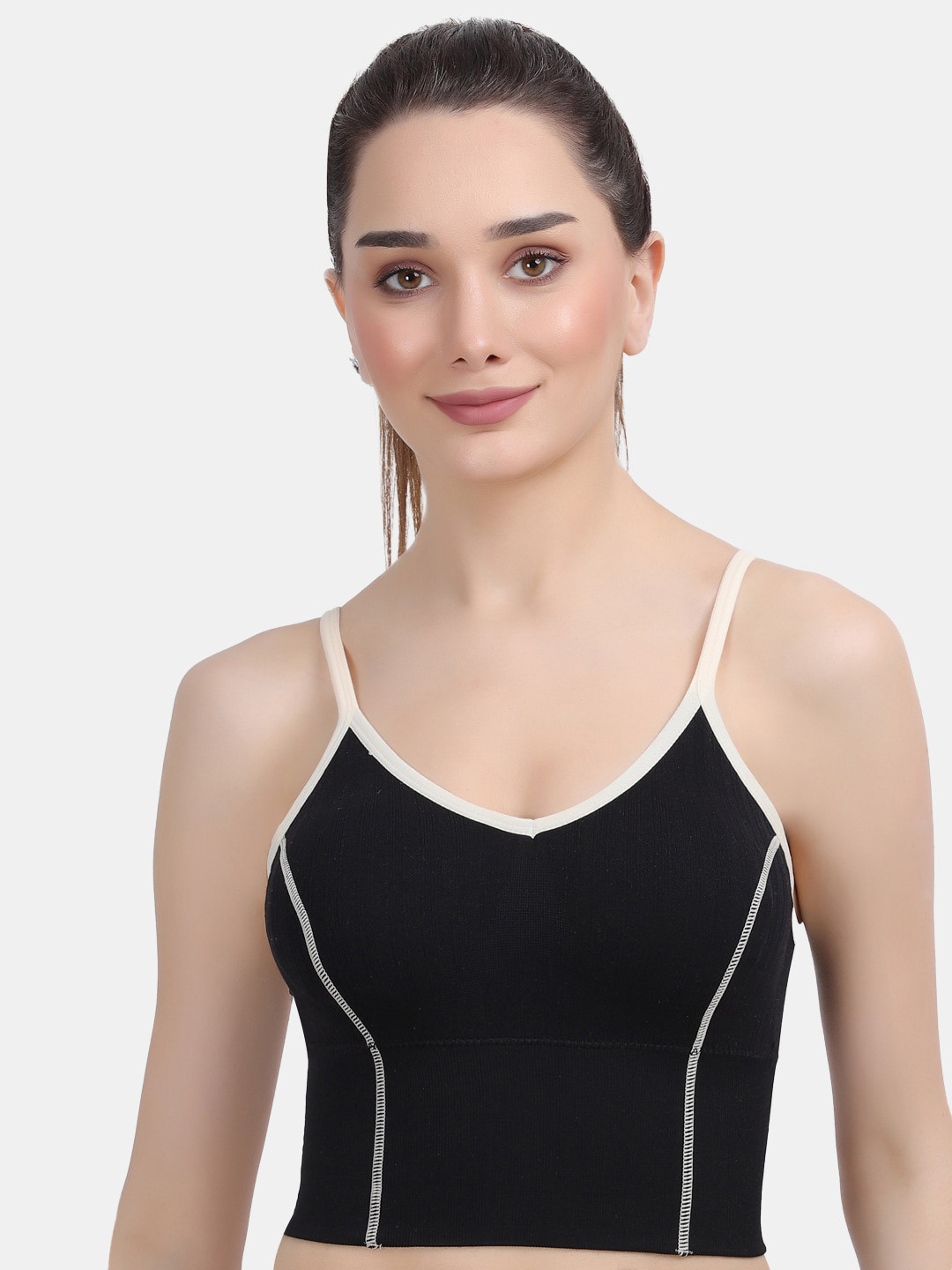 Buy Amour Secret Women Black & White Slip On Dry Fit Padded Sports Bra ...