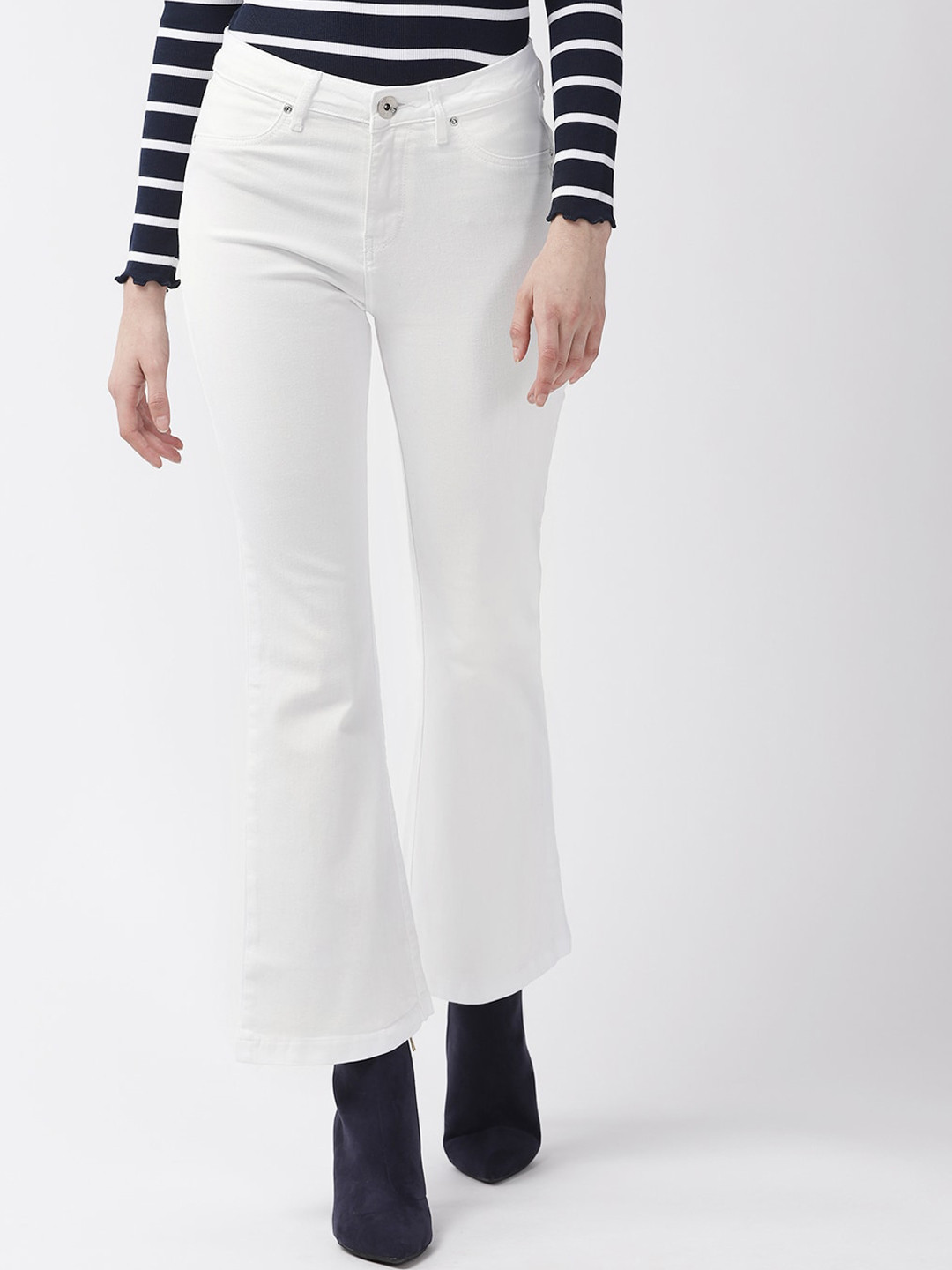 Buy Xpose Women White Comfort Bootcut High Rise Stretchable Jeans ...