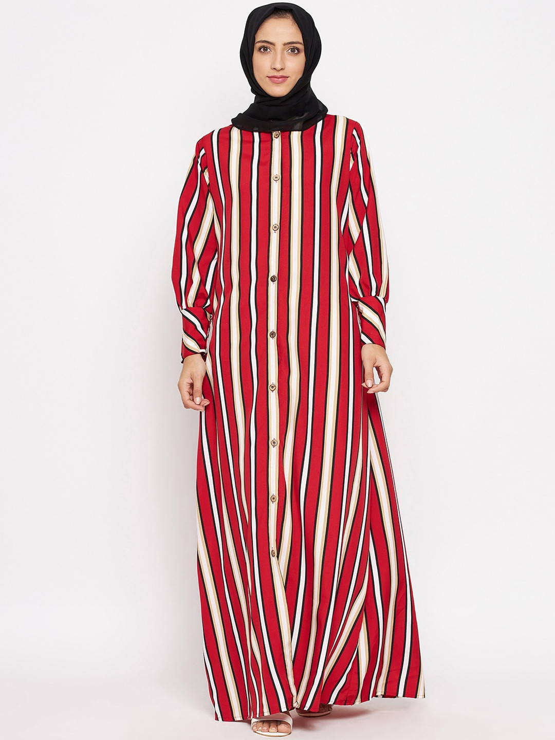 Buy NABIA Women Red Striped Printed Burqa - Burqas for Women 19672324 ...