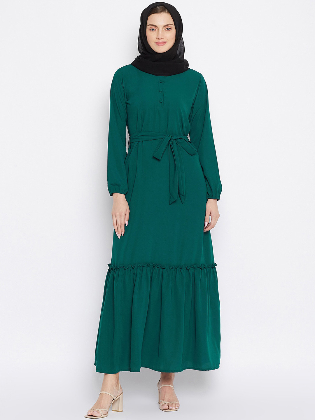 Buy NABIA Women Green Solid Burqas - Burqas for Women 19672354 | Myntra