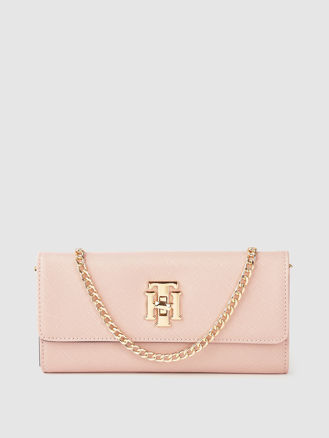 Buy Tommy Hilfiger Women Peach Coloured Textured PU Two Fold Wallet ...