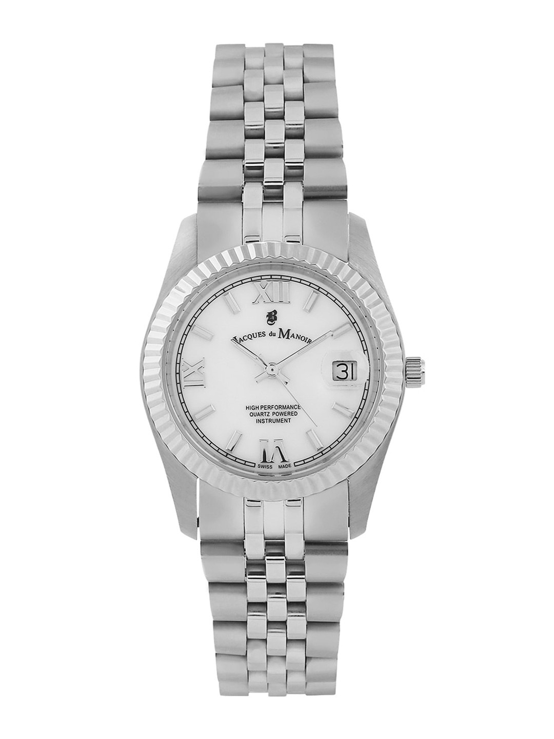 Buy JACQUES Du MANOIR Women White Brass Dial & Silver Toned Steel ...