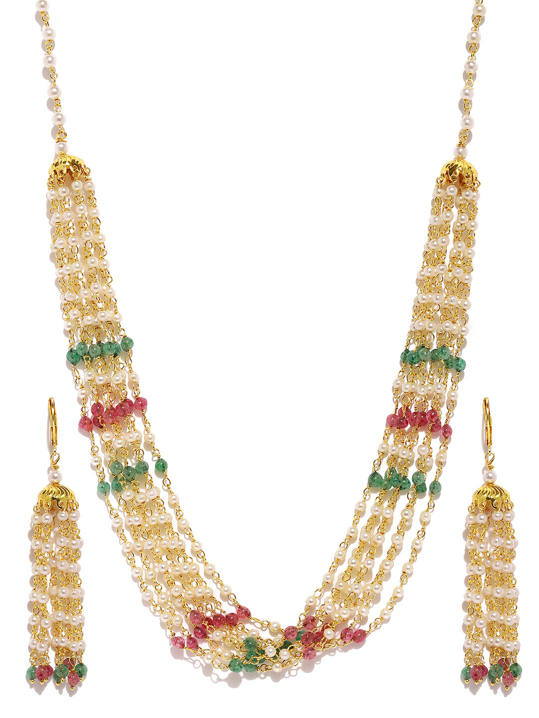 Buy Rubans Gold Toned Beaded Jewellery Set - Jewellery Set for Women ...