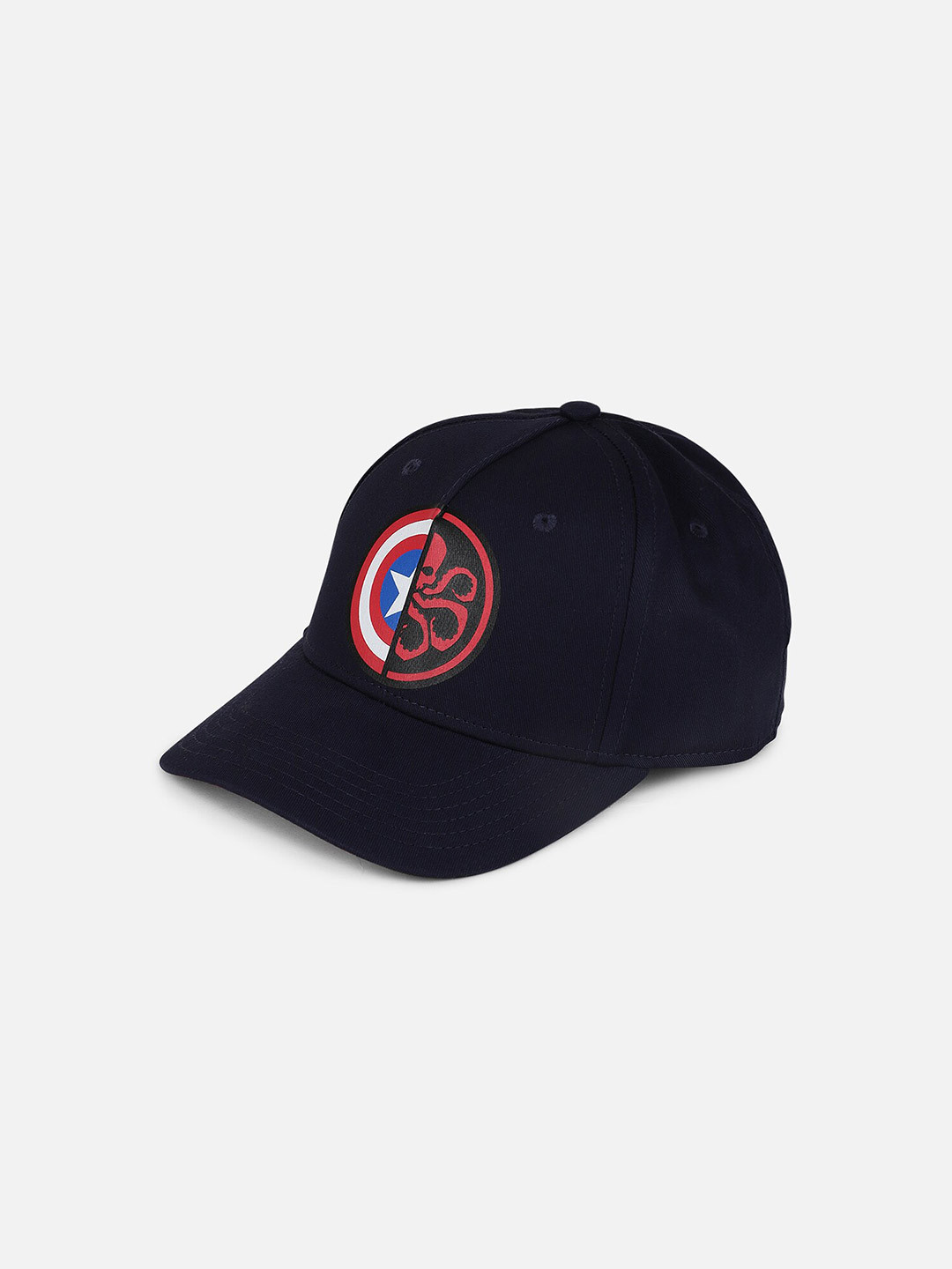 Buy Free Authority Men Navy Blue & Red Captain America Printed Baseball ...