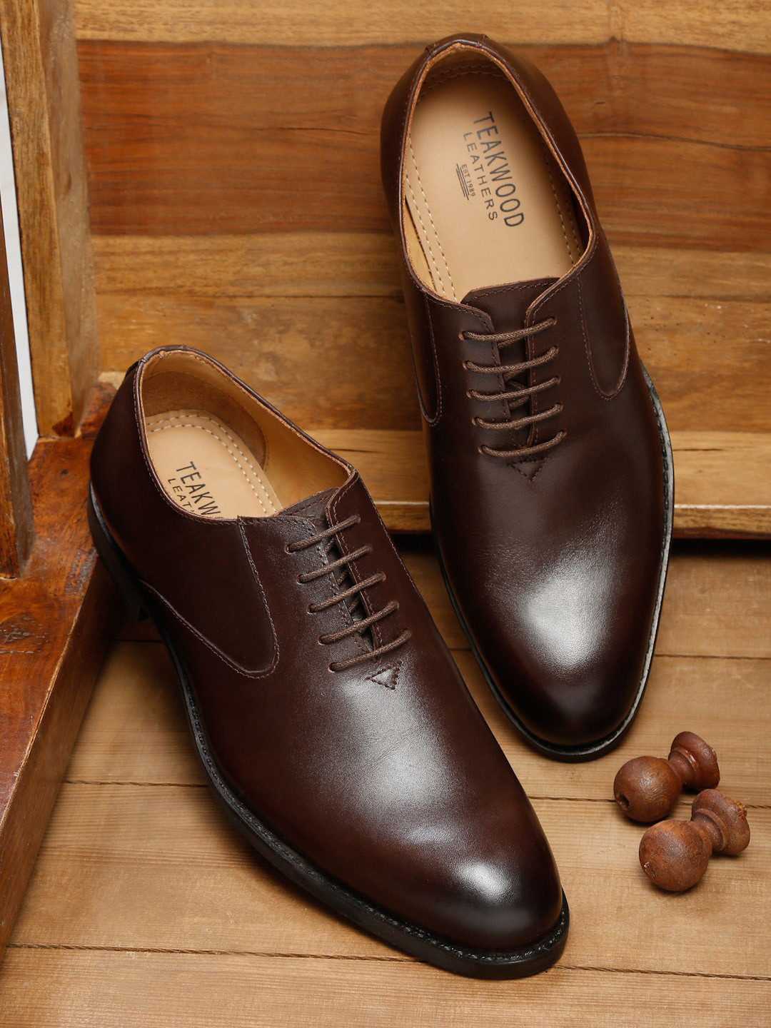 Buy Teakwood Leathers Men Brown Solid Leather Formal Oxford Shoes ...