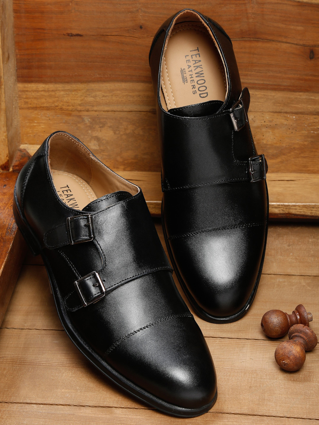 Buy Teakwood Leathers Men Black Solid Formal Monk Shoes - Formal Shoes ...