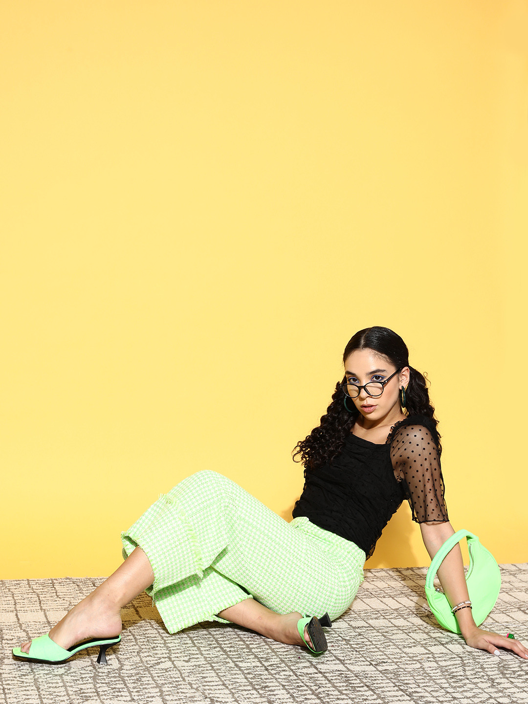 Buy Berrylush Classic Black Self Design Pattern Play Top - Tops for ...