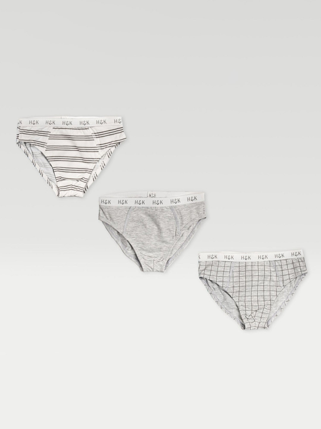 Buy Haus & Kinder Boys Pack Of 3 White & Grey Checked Basic Briefs ...