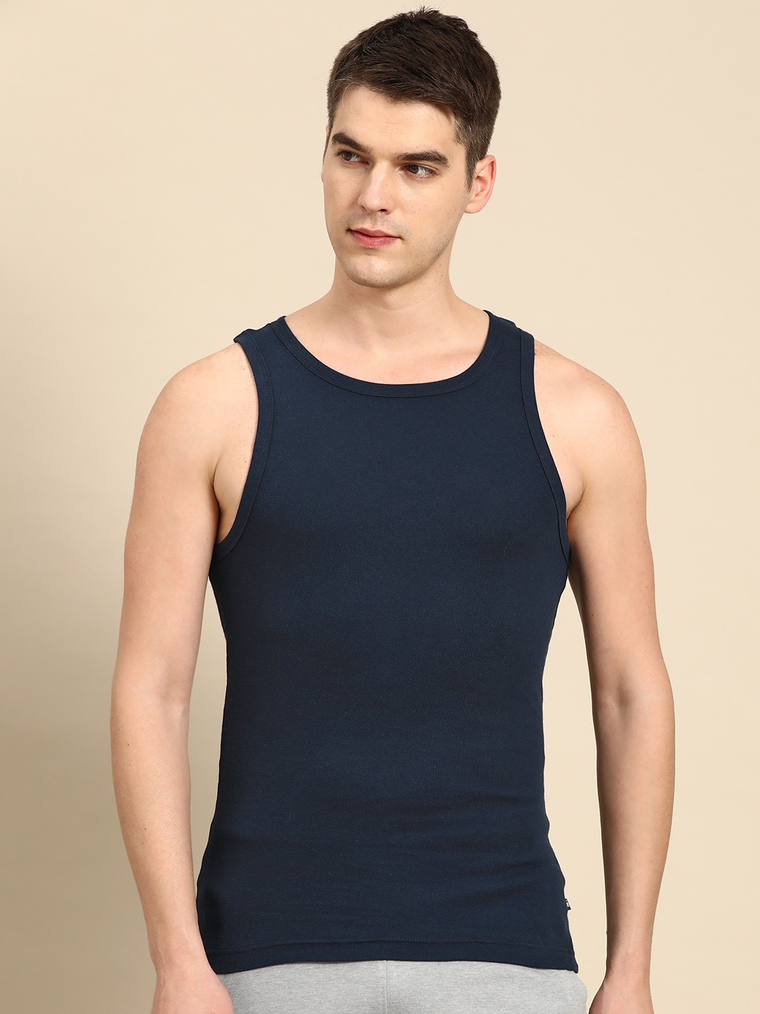 Buy Jockey Men Navy Blue Combed Cotton Solid Innerwear Vest Innerwear Vests For Men 19685212