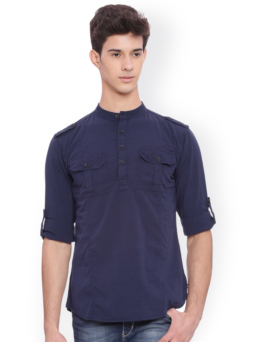 Buy Svanik Men Navy Blue Solid Straight Kurta - Kurtas for Men 1968724 ...
