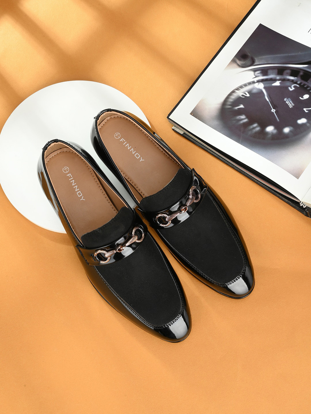 Buy FINNOY Men Black Solid Formal Slip On Shoe - Formal Shoes for Men ...