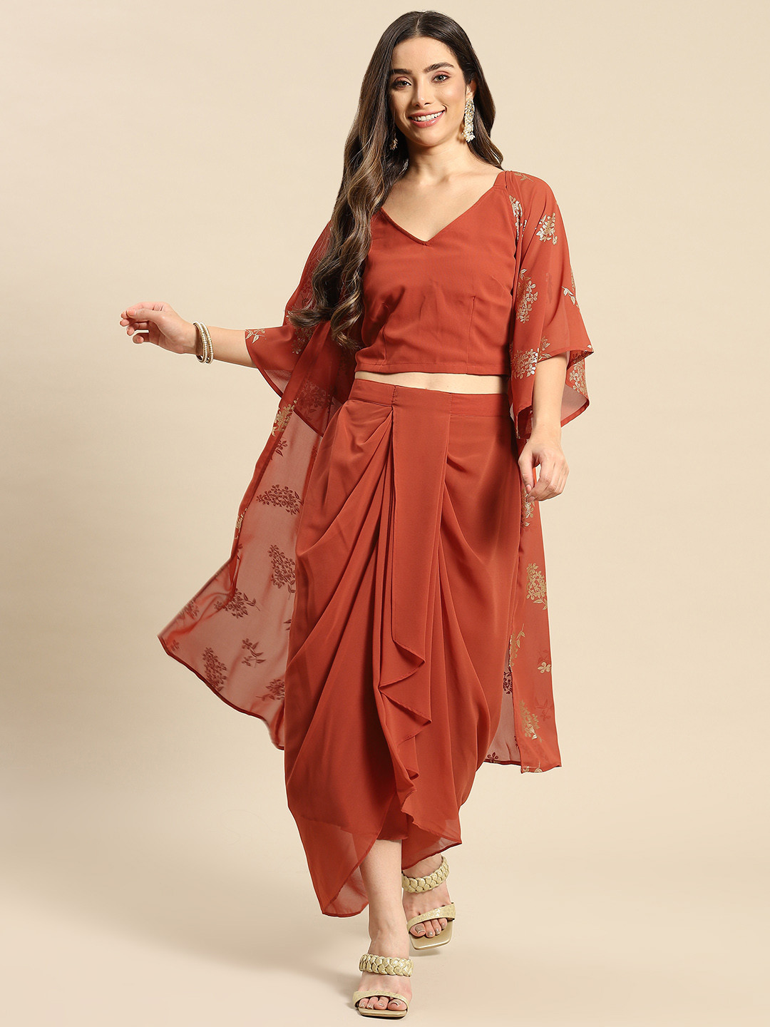 Buy MABISH By Sonal Jain Women Rust Top With Skirt - Co Ords for Women ...