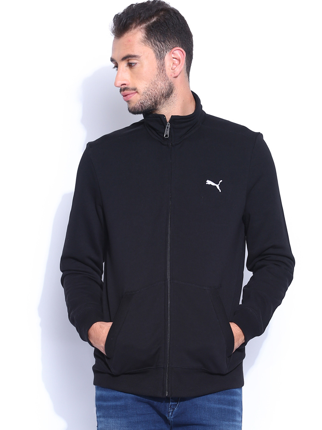 Buy PUMA Black Sweat Track Jacket - Jackets for Men 1969885 | Myntra