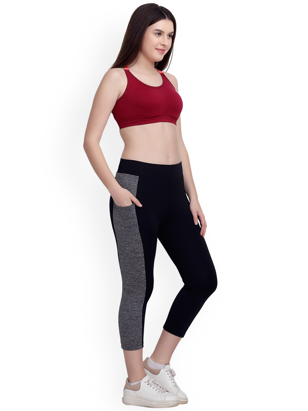 Buy MAYSIXTY Women Navy Blue & Grey Striped 3/4th Track Pants - Track ...