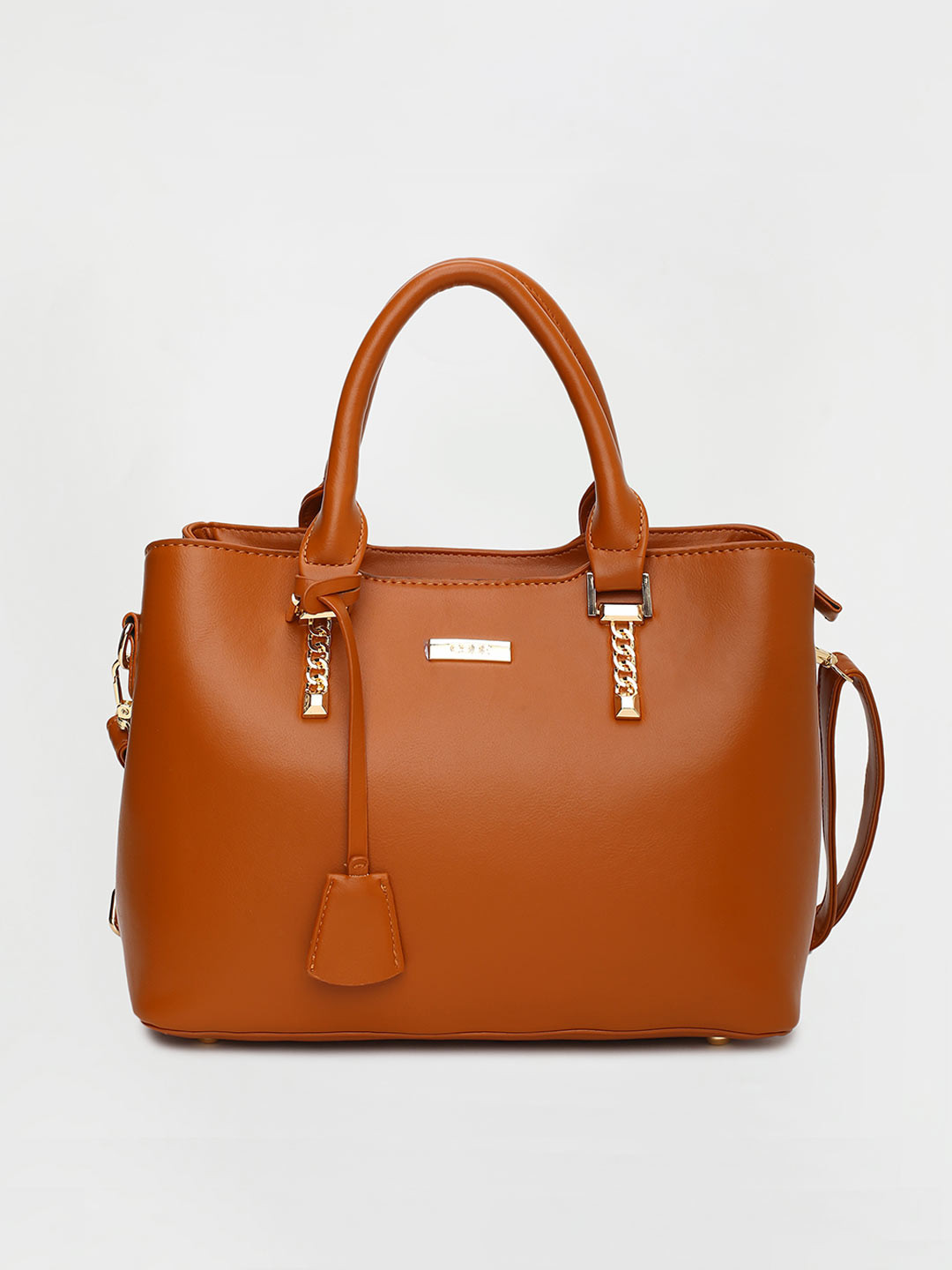 Buy CODE By Lifestyle Brown Structured Handheld Bag With Tasselled ...