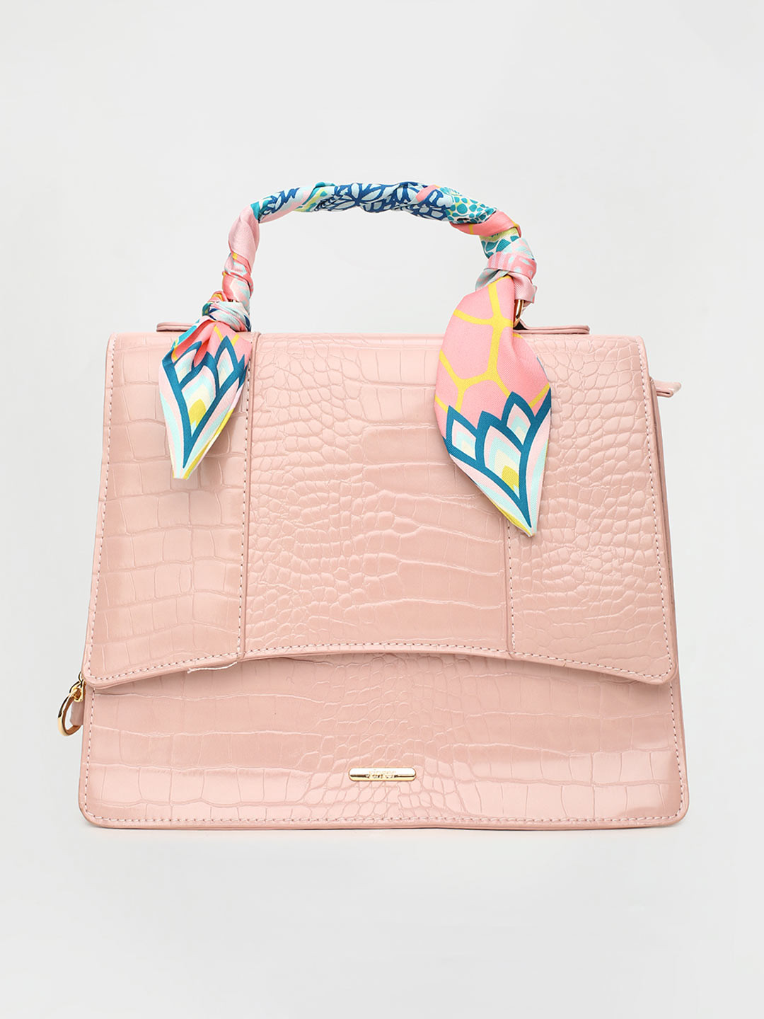 Buy Ginger By Lifestyle Pink Textured Structured Handheld Bag ...