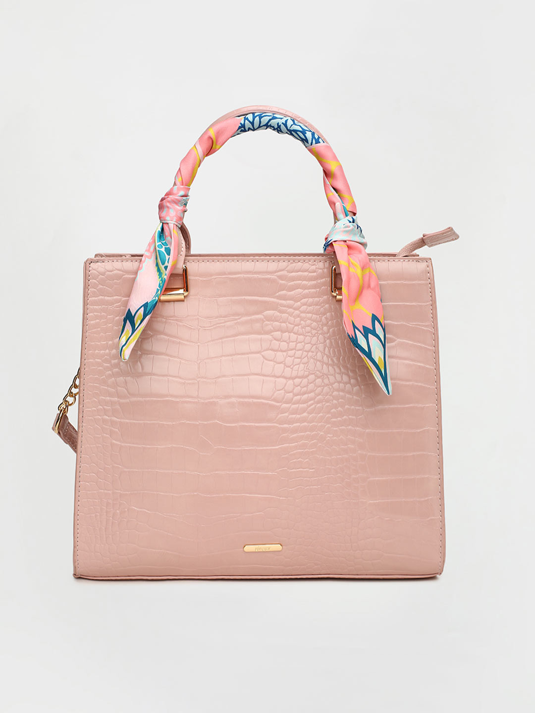 Buy Ginger By Lifestyle Pink Animal Textured Structured Handheld Bag ...