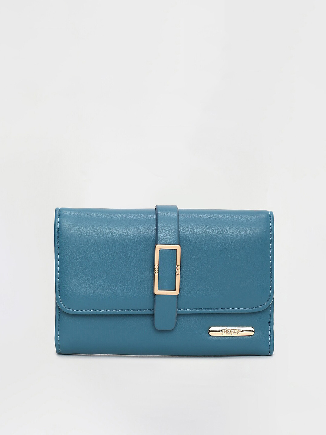 Buy Ginger By Lifestyle Women Blue & Gold Toned Two Fold Wallet ...