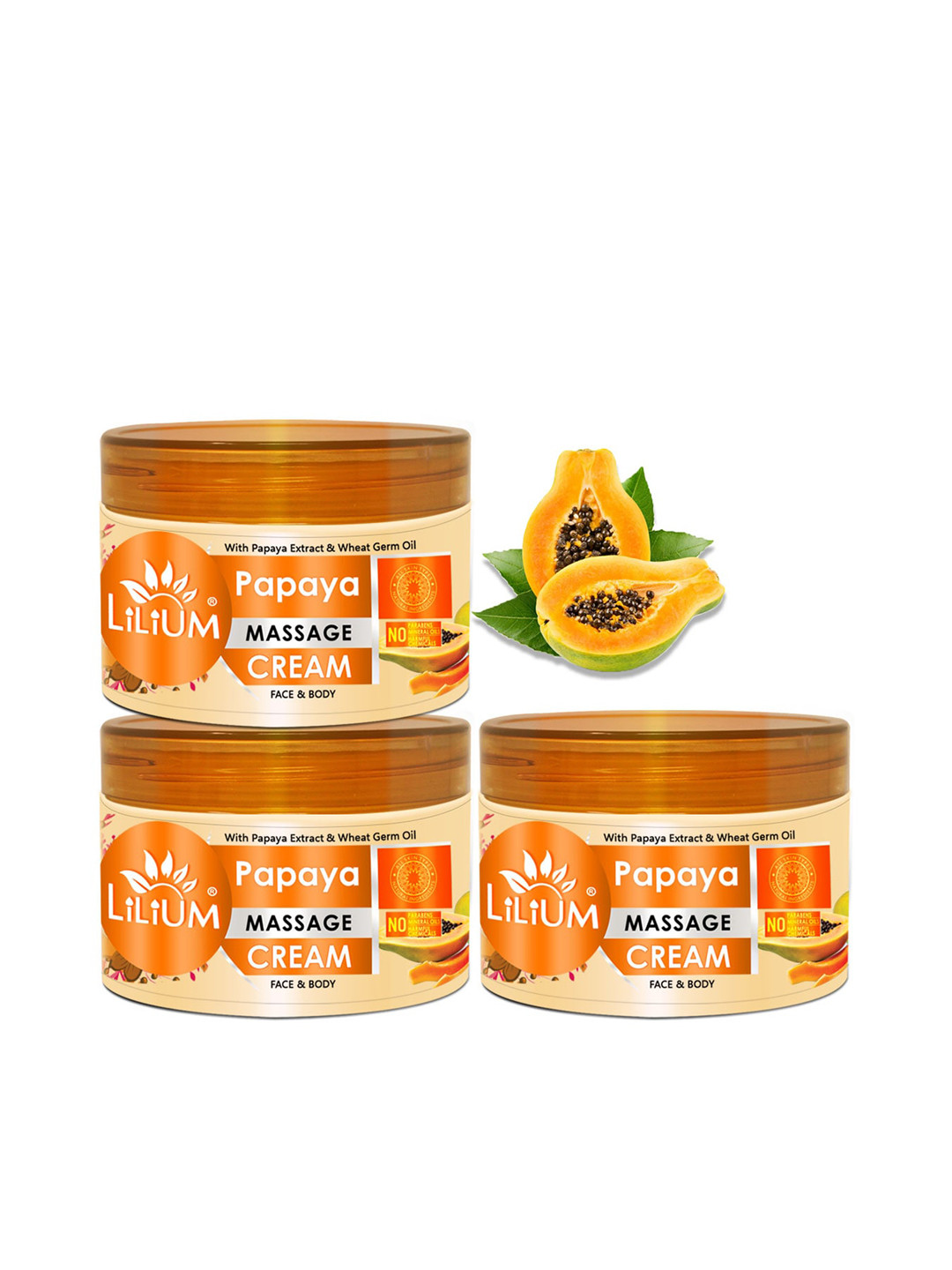 Buy Lilium Set Of 3 Massage Cream With Papaya For Glowing Skin 250 Gm ...