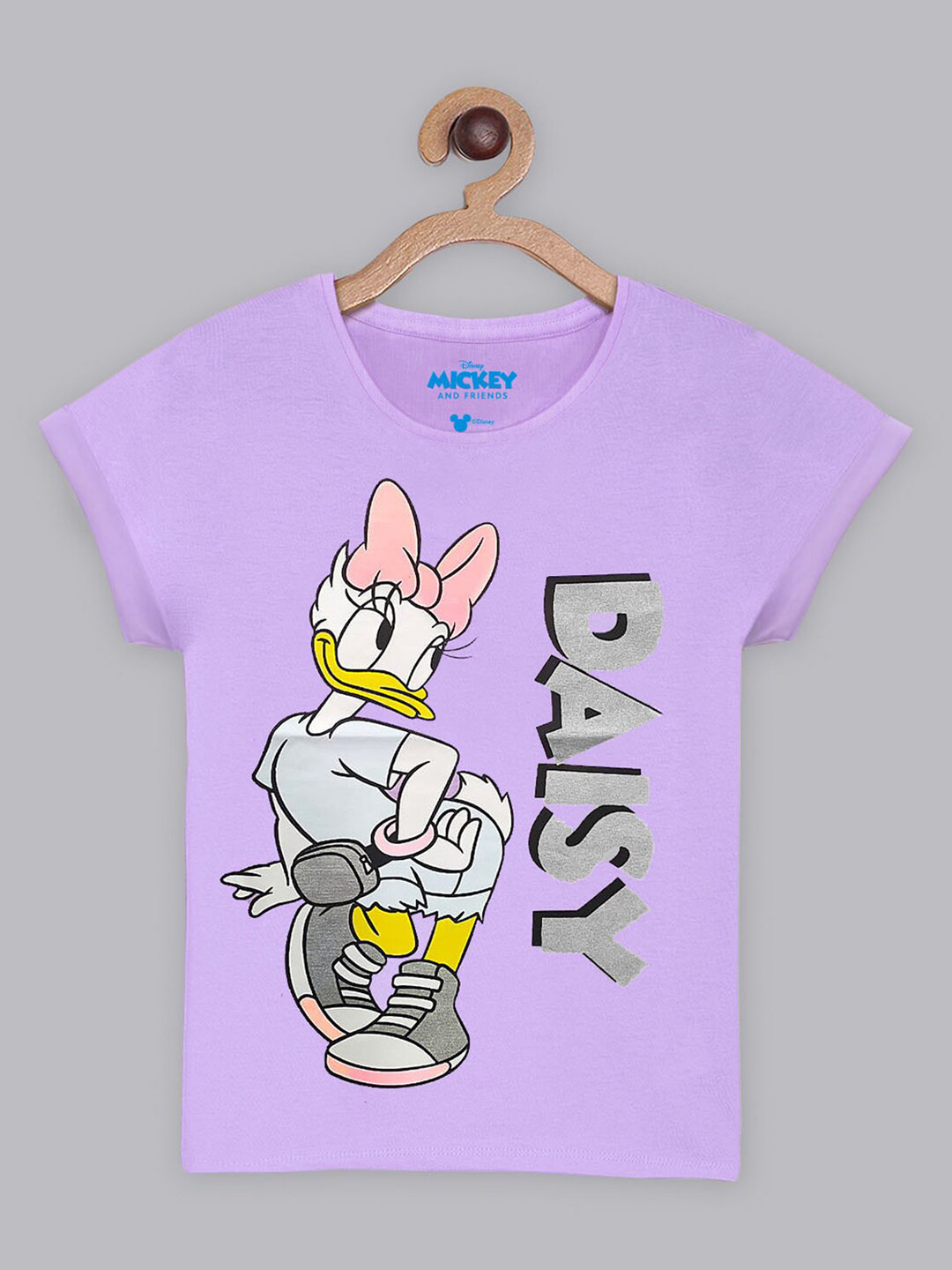 Buy Kids Ville Girls Purple Daisy Duck Printed Pure Cotton T Shirt ...