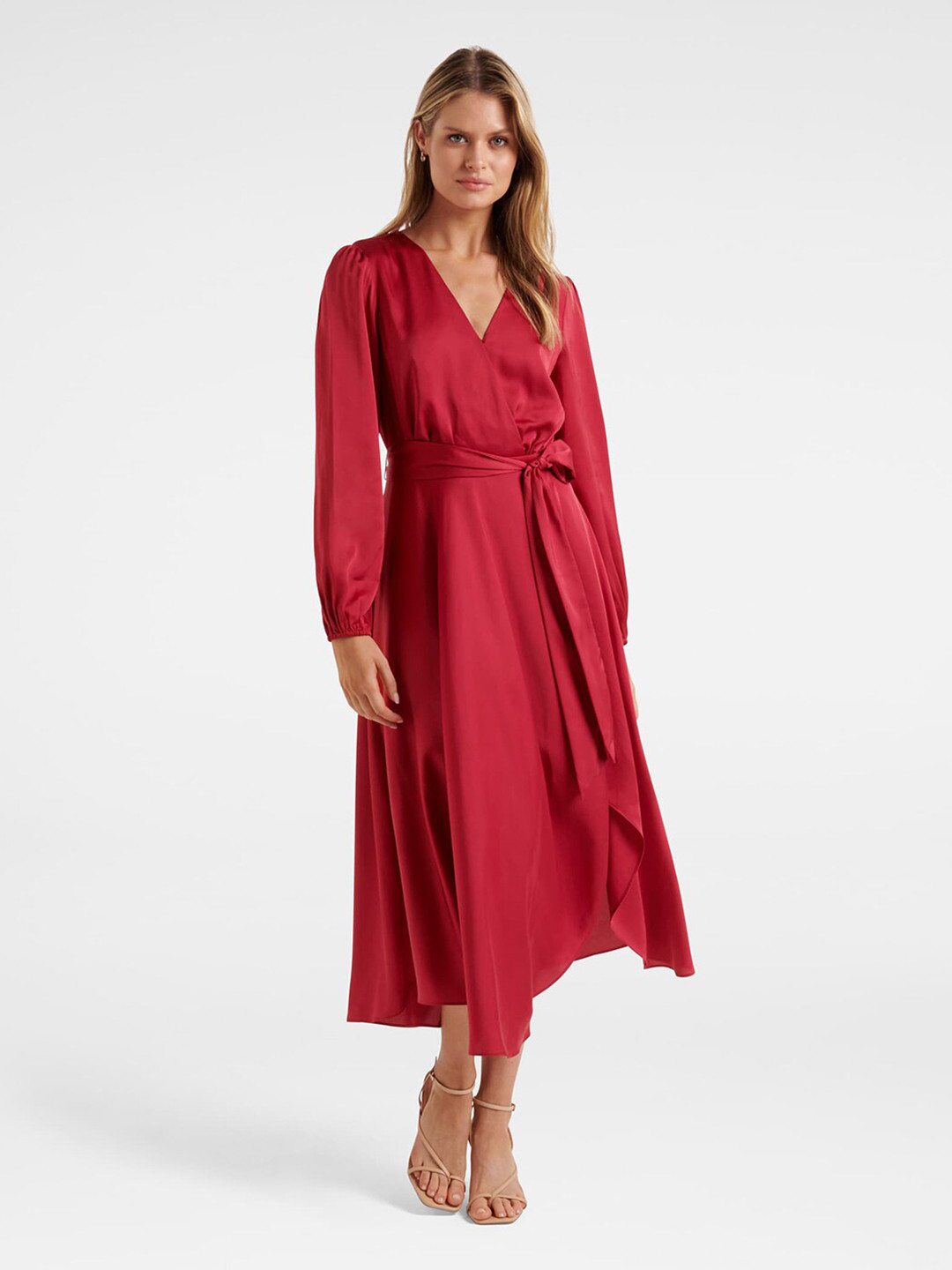 Buy Forever New Red Satin Midi Dress - Dresses for Women 19720832 | Myntra