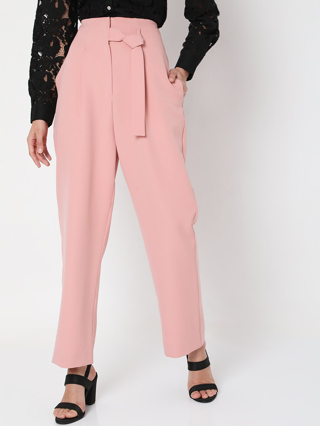 Buy Vero Moda Women Pink High Rise Trouser - Trousers for Women ...