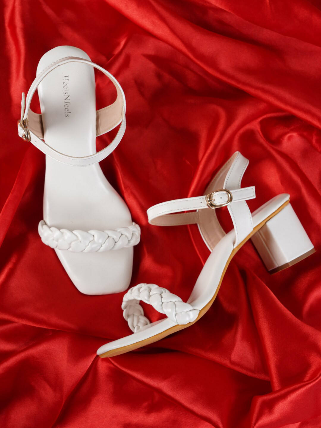 Buy HEELSNFEELS Women White Party Block Heels - Heels for Women ...