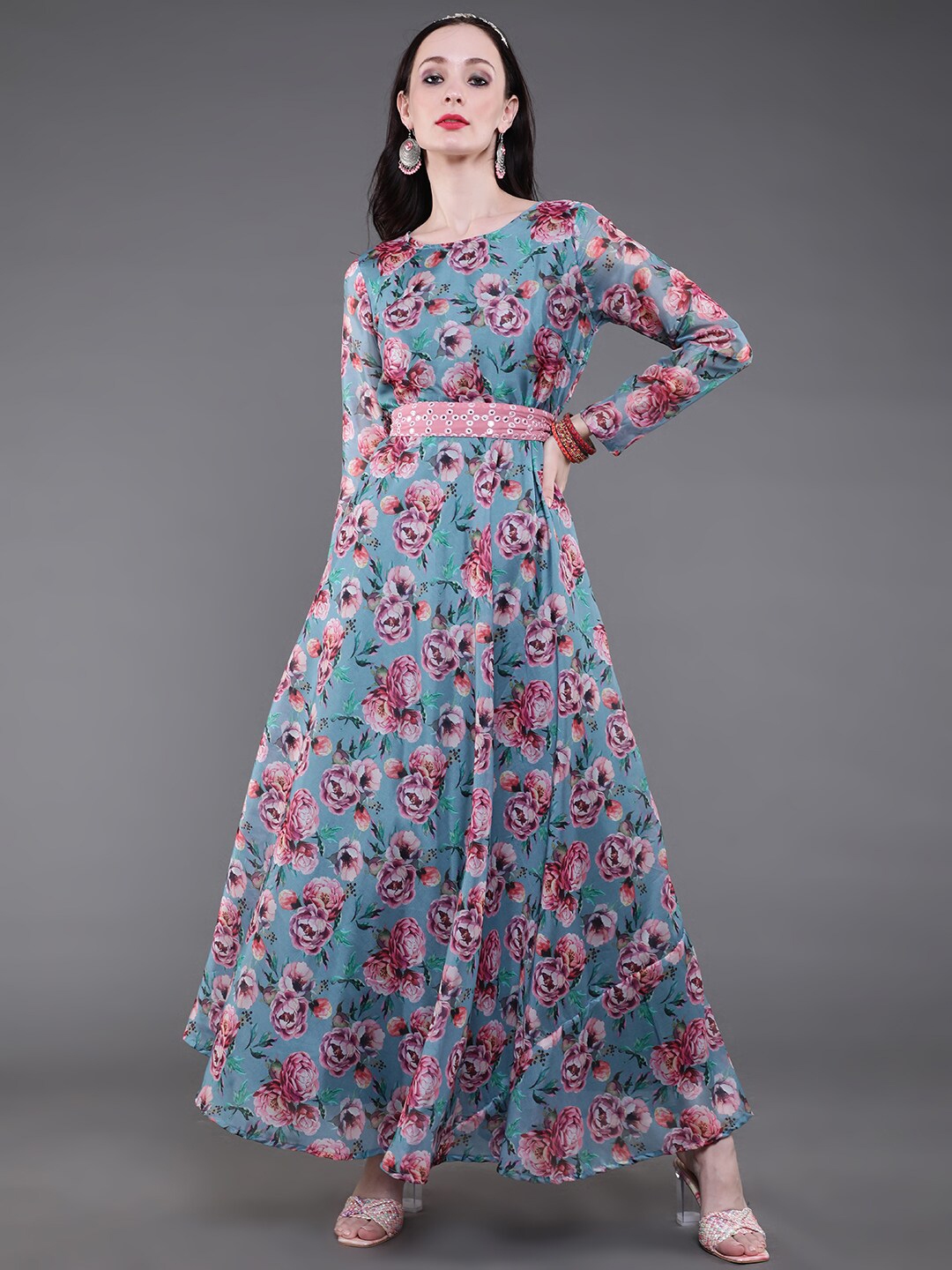 Buy Saubhagya Women Blue & Pink Floral Printed Maxi Dress - Dresses for ... Buy Saubhagya Women Blue & Pink Floral Printed Maxi Dress - Dresses for ...