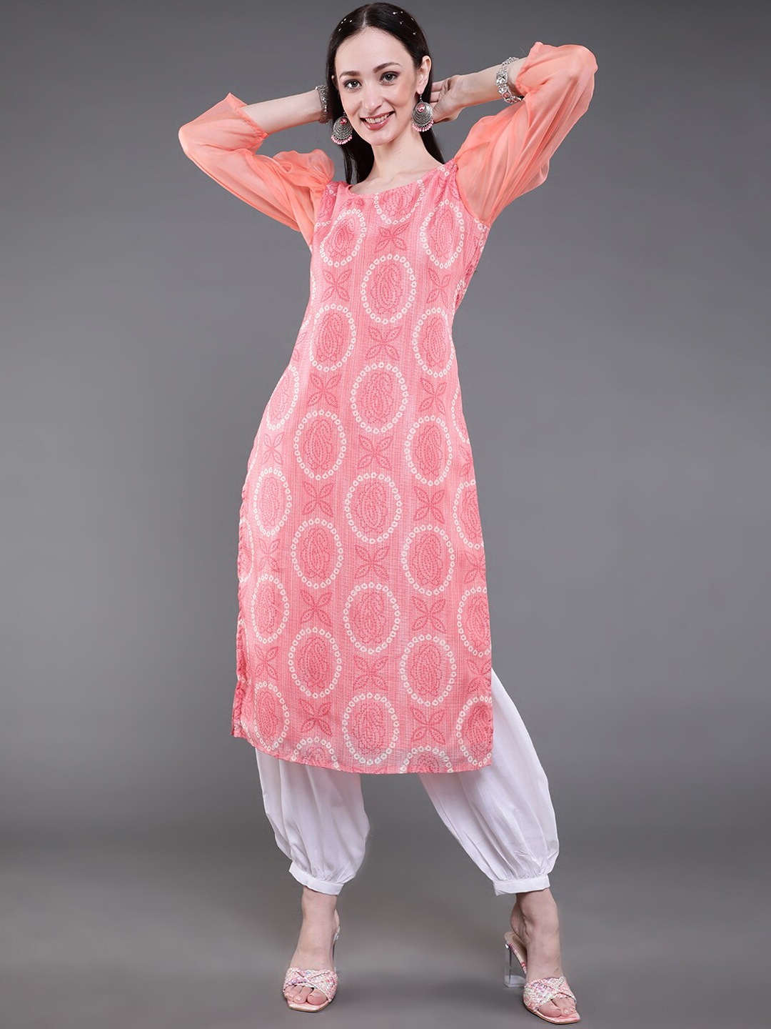 Buy Saubhagya Women Peach Coloured Geometric Printed Cotton Kurta ... Buy Saubhagya Women Peach Coloured Geometric Printed Cotton Kurta ...