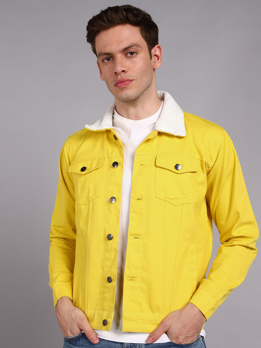 Buy MONTREZ Men Yellow Fashion Jacket - Jackets for Men 19731828 | Myntra