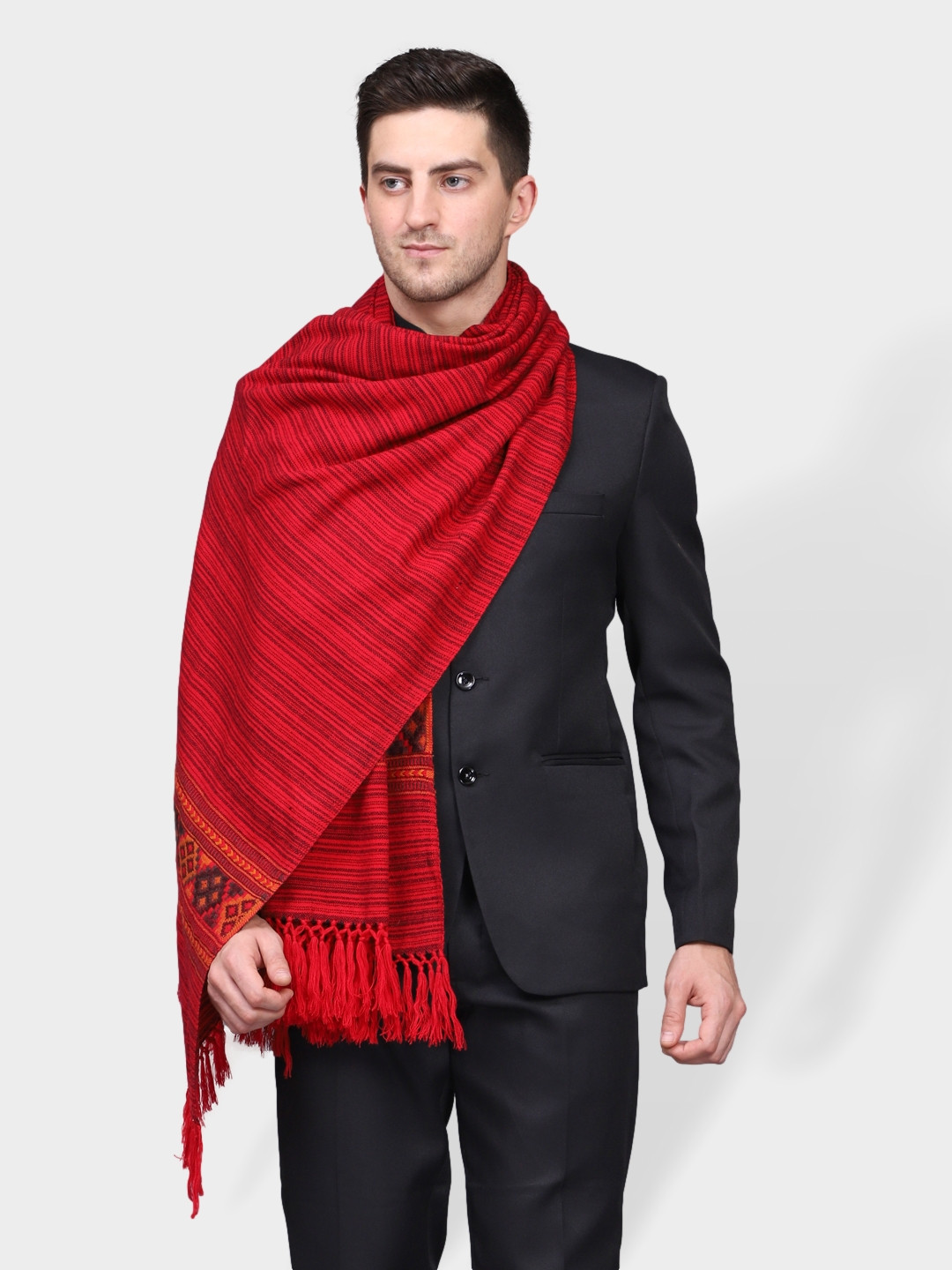 Buy WEAVERS VILLA Men Maroon Woven Design Shawl - Shawl for Men ...