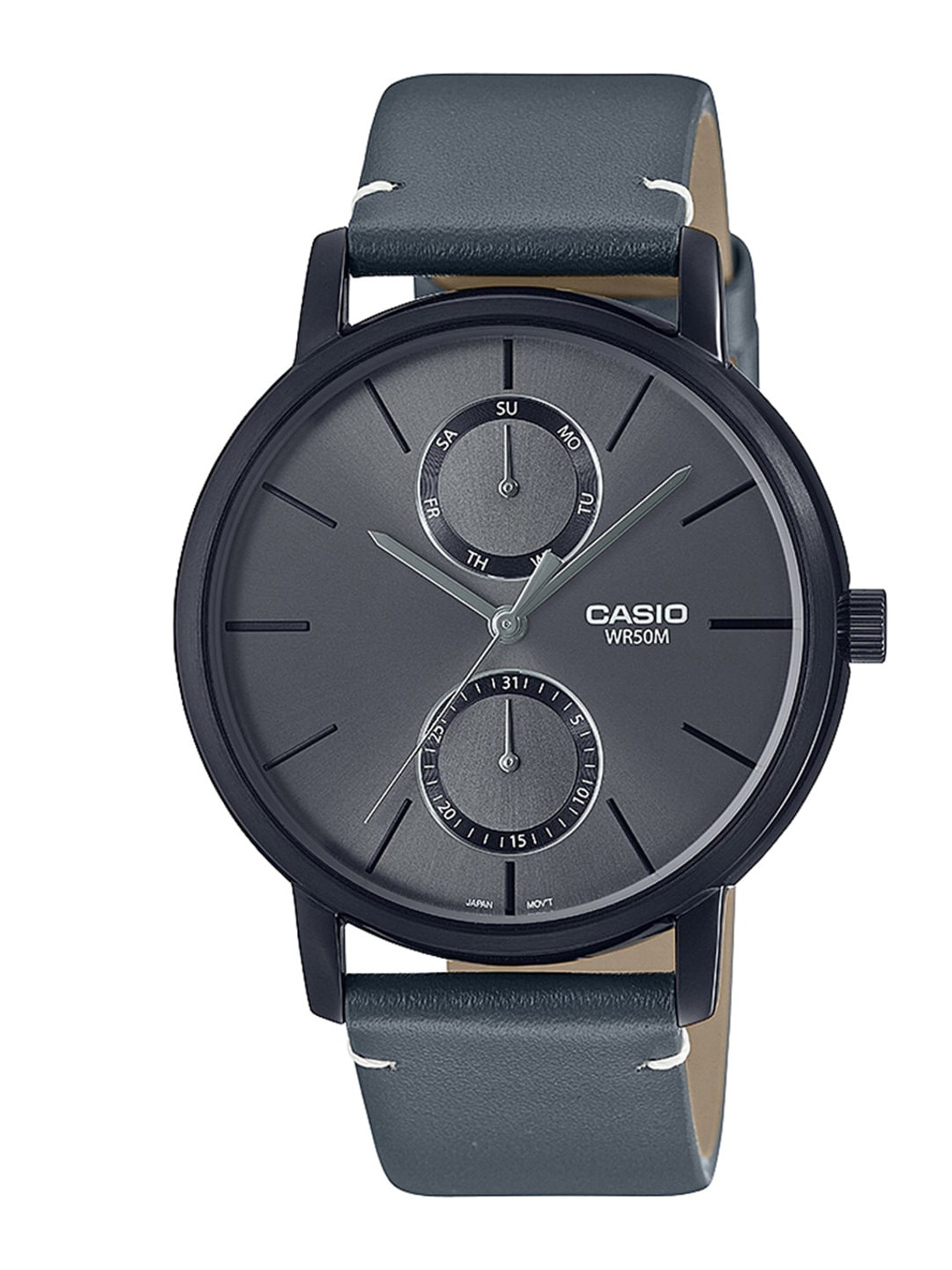 Buy CASIO Men Grey Dial & Grey Leather Straps Analogue Watch A2061 Grey ...