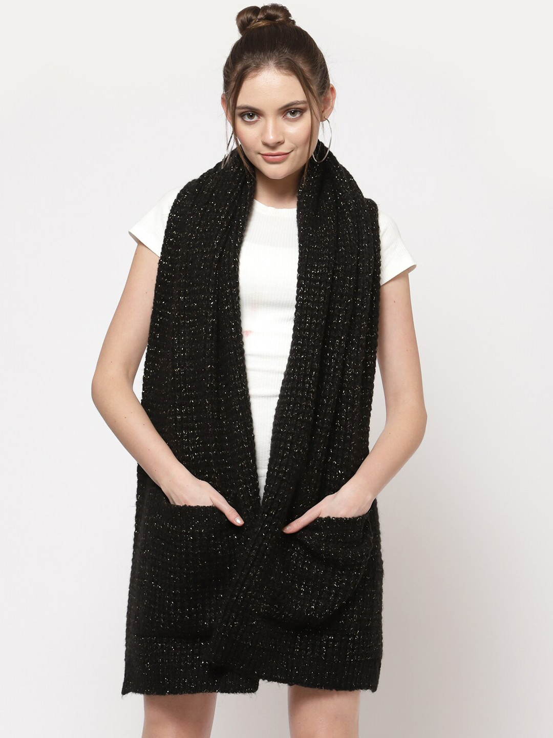 Buy 513 Women Black Solid Knitted Mufflers - Mufflers for Women ...