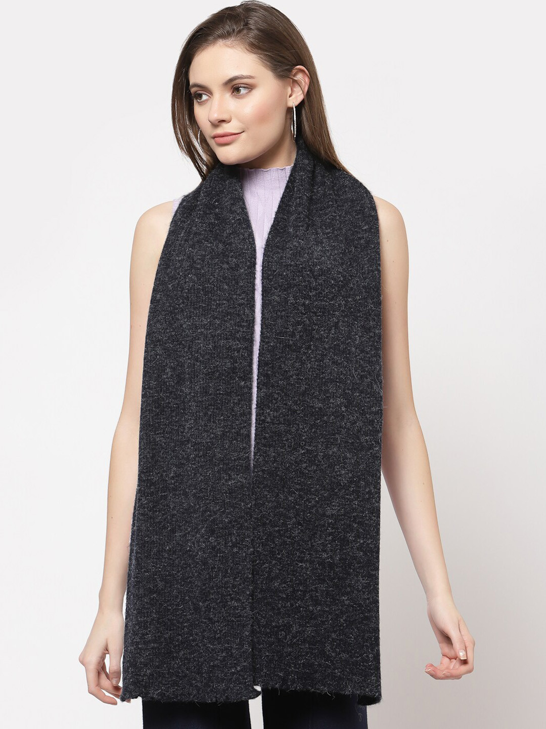 Buy 513 Women Navy Blue Solid Knitted Mufflers - Mufflers for Women ...