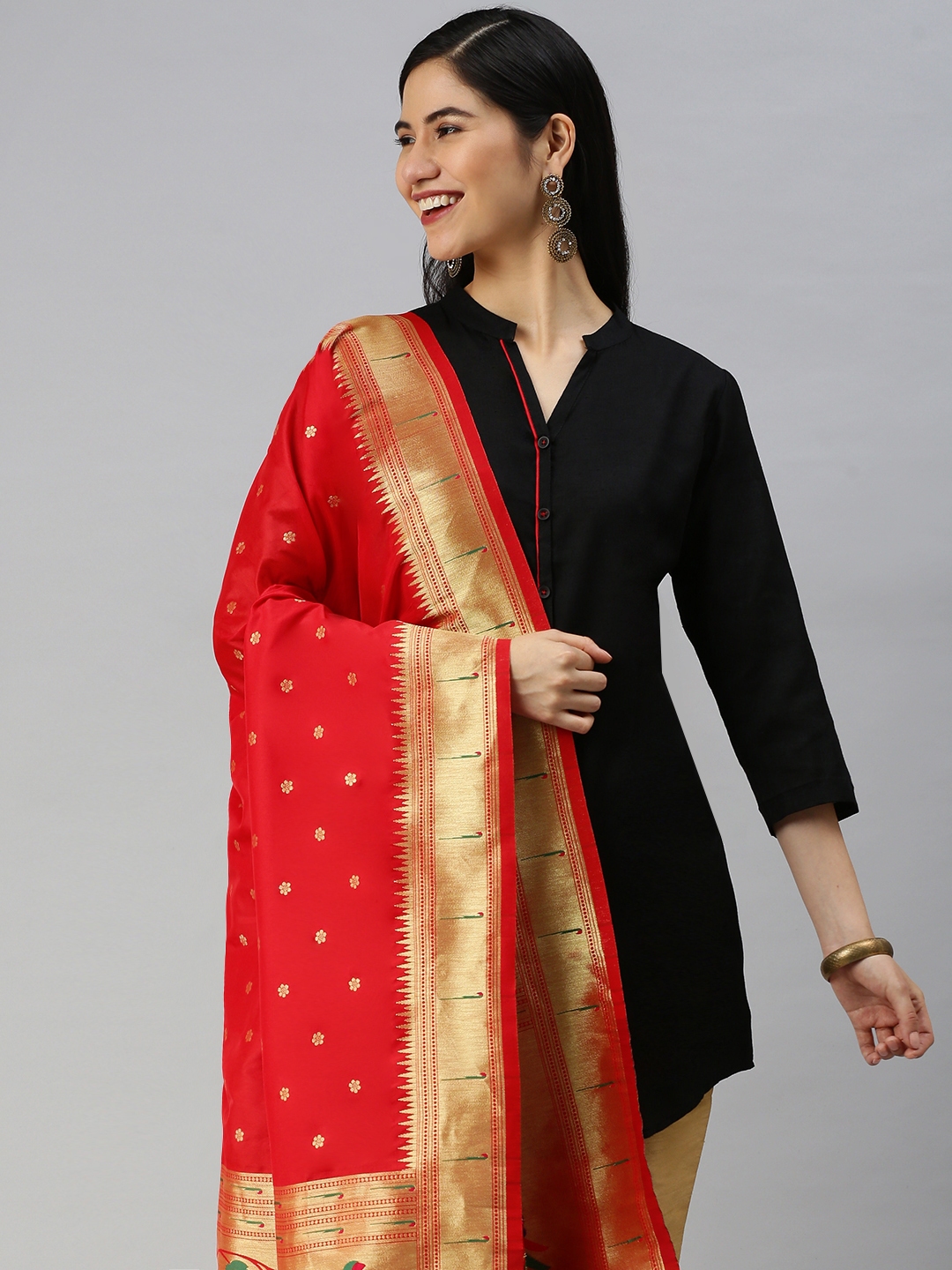 Buy KALINI Red & Golden Woven Design Zari Dupatta - Dupatta for Women ... Buy KALINI Red & Golden Woven Design Zari Dupatta - Dupatta for Women ...
