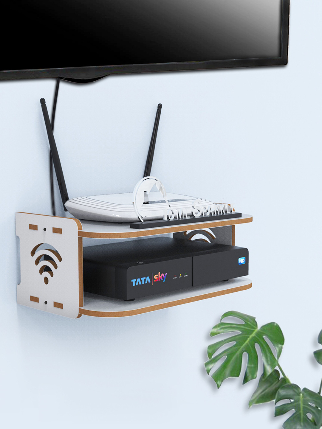 Buy Home Sparkle MDF Pocket Set Top Box Holder Wall Shelf - Wall ...