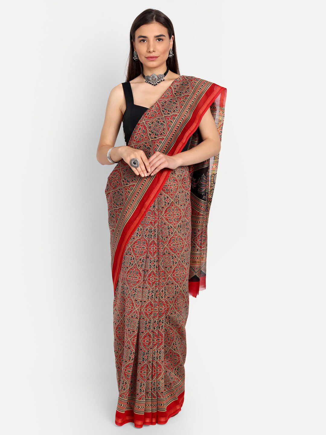 Buy BUTA BUTI Red Ethnic Motifs Pure Cotton Saree - Sarees for Women ...