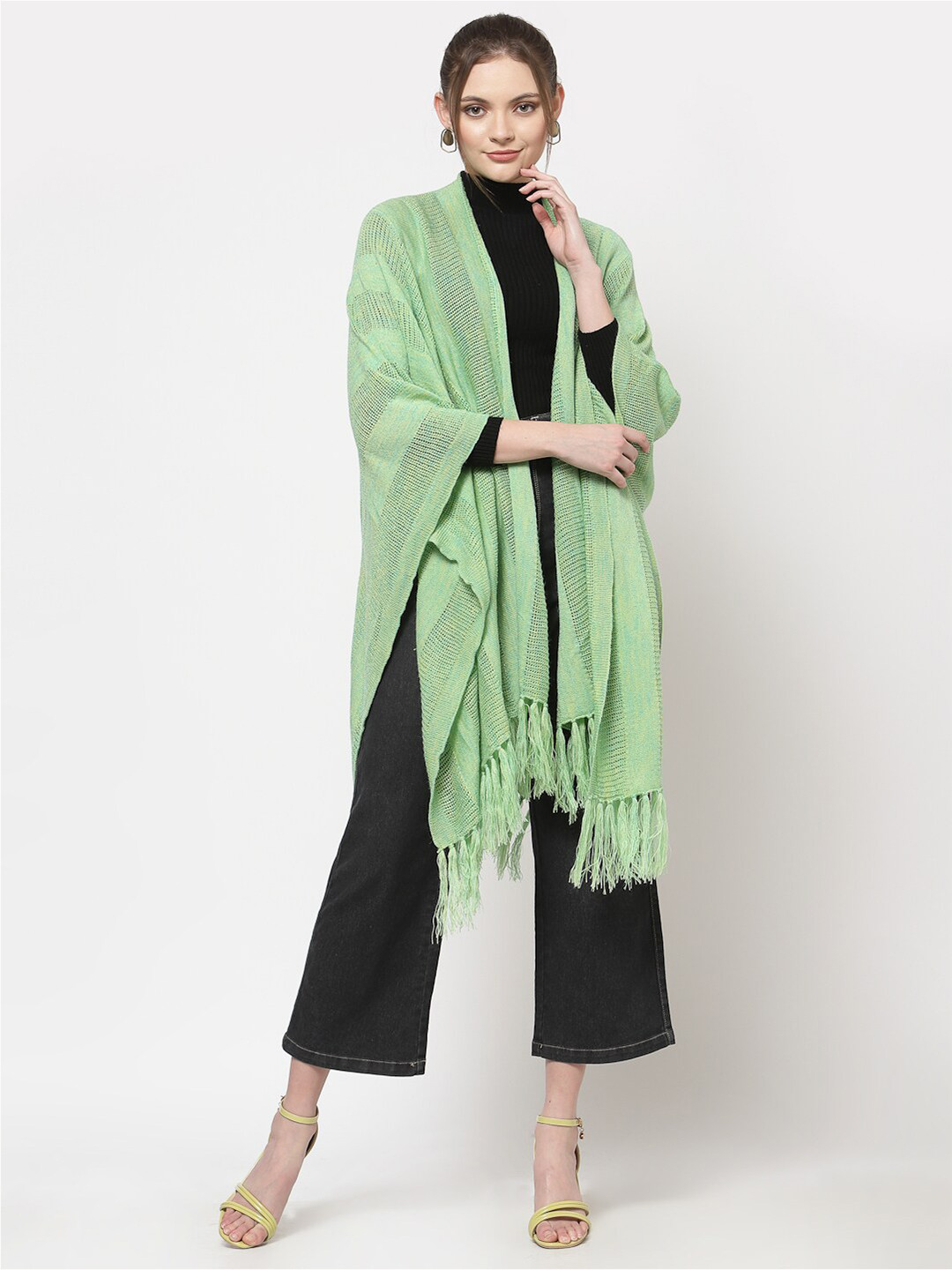 Buy 513 Women Green Kimono Knitted Shrug - Shrug for Women 19746992 ...