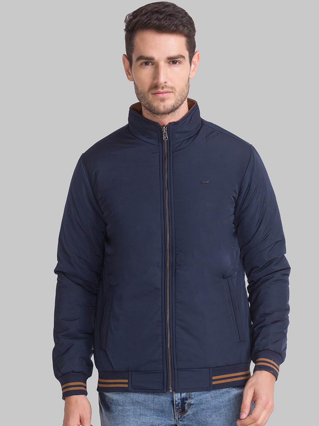Buy Parx Men Blue Solid Varsity Jacket - Jackets for Men 19749692 | Myntra