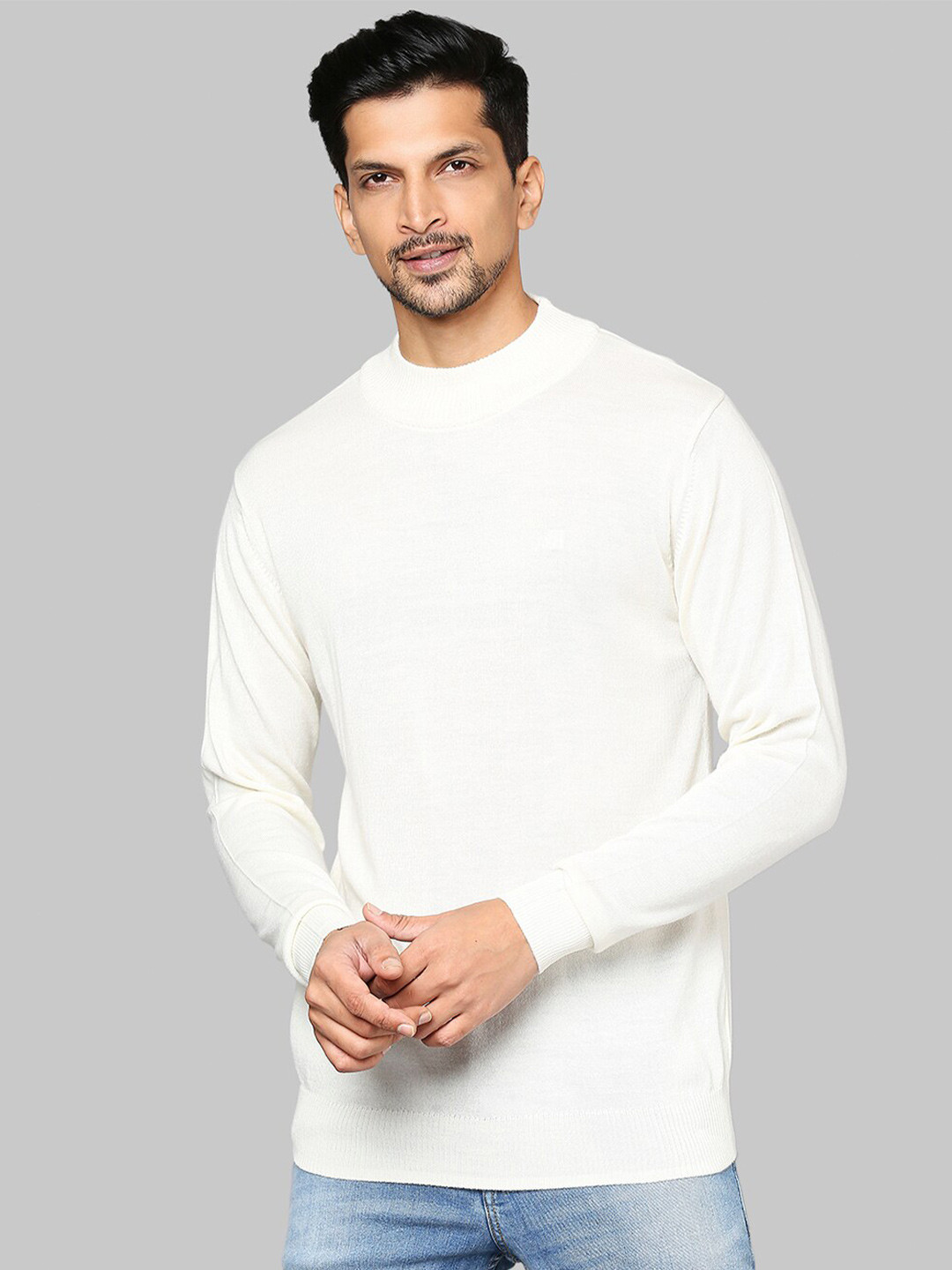 Buy Raymond Men White Solid Pullover - Sweaters for Men 19751378 | Myntra