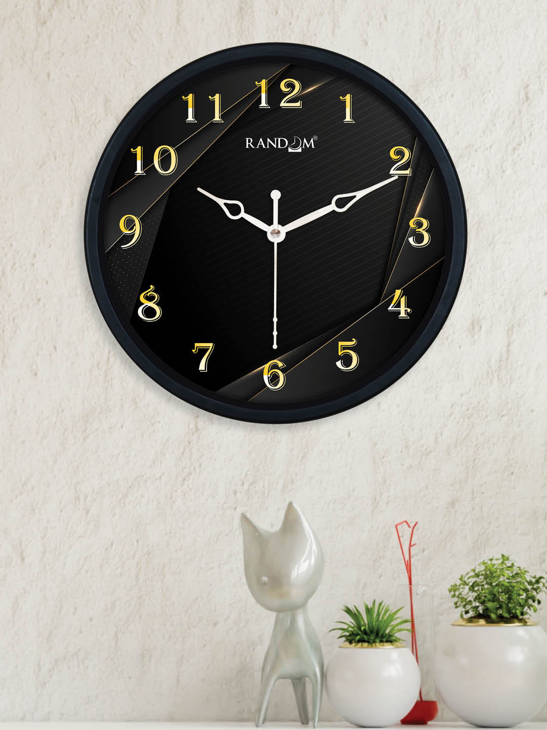 Buy RANDOM Black & Yellow Printed Contemporary Wall Clock - Clocks for ...