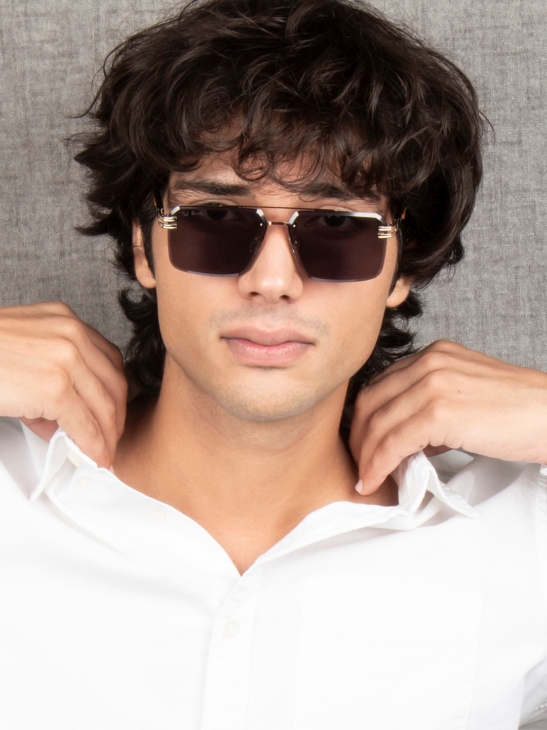 Buy Ted Smith Unisex Grey Lens & Gold Toned Aviator Sunglasses With UV ...