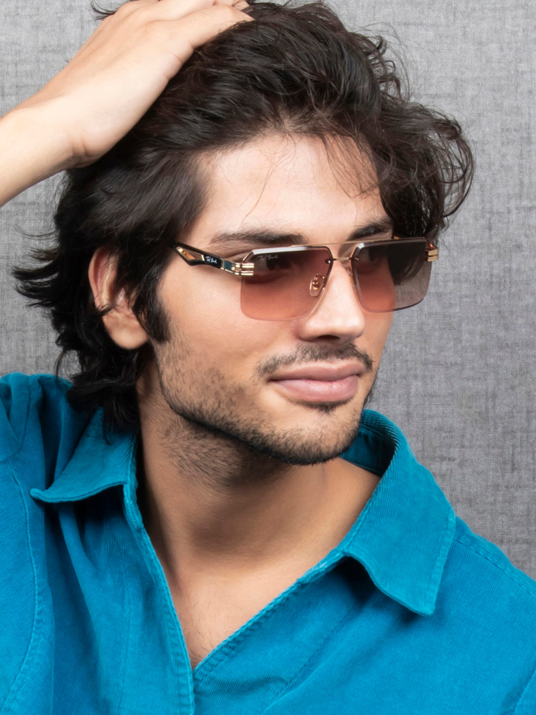 Buy Ted Smith Unisex Gold Brown Aviator Sunglasses With UV Protected ...