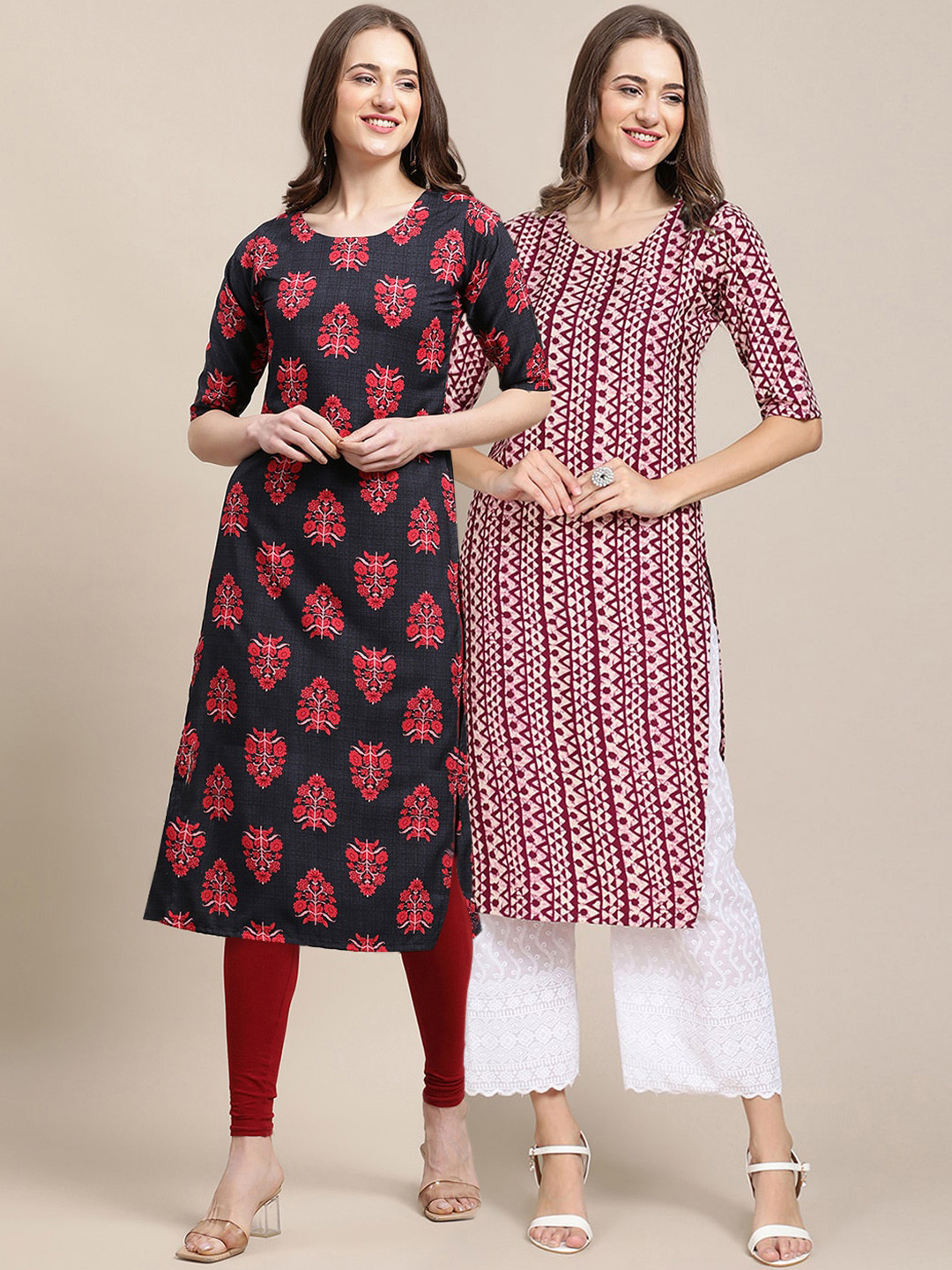 Buy 7Threads Women Multicoloured Ethnic Motifs Printed Flared Sleeves ...