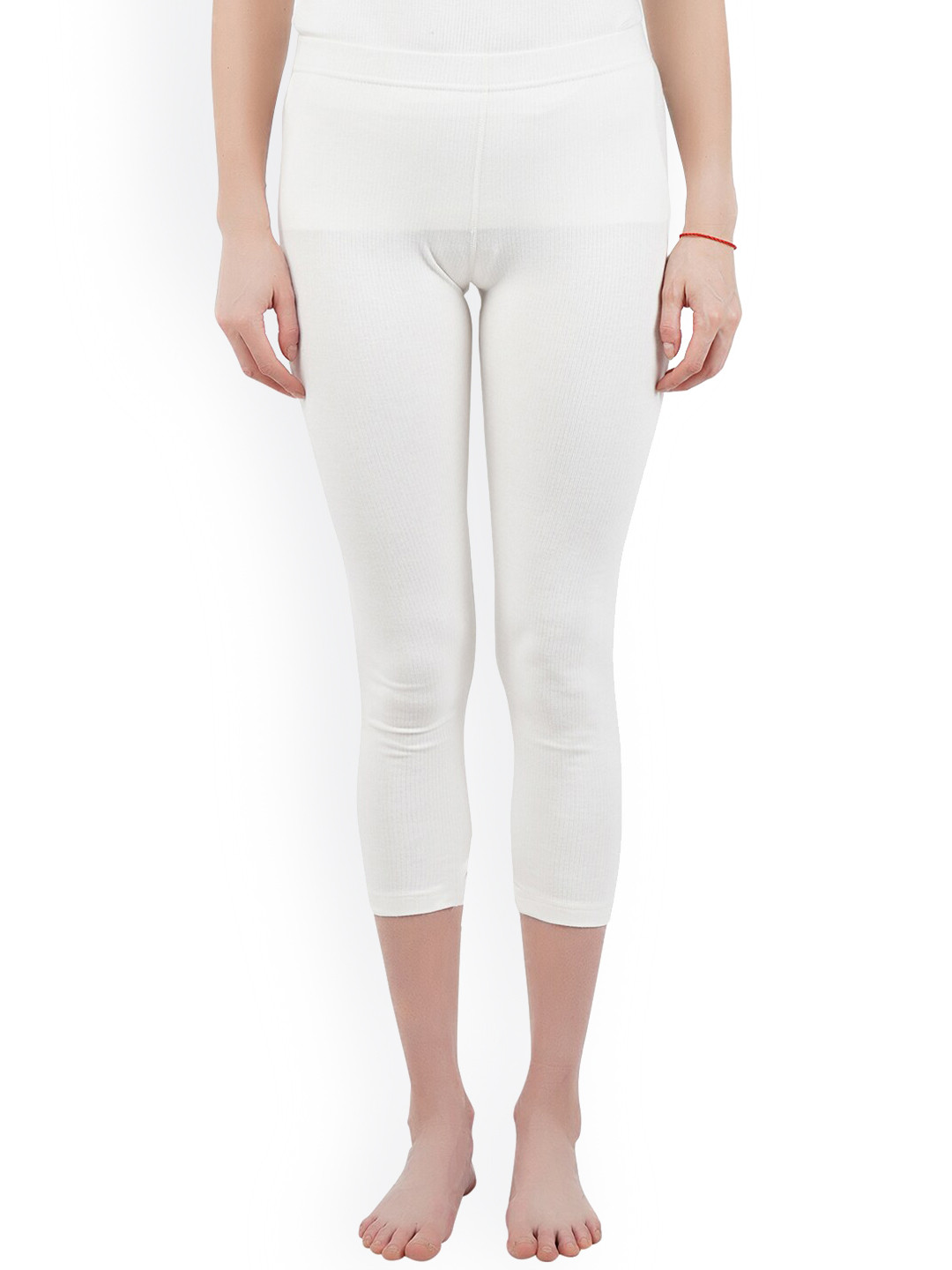 Buy BODYCARE INSIDER Women White Solid Cotton Three Fourth Length ...