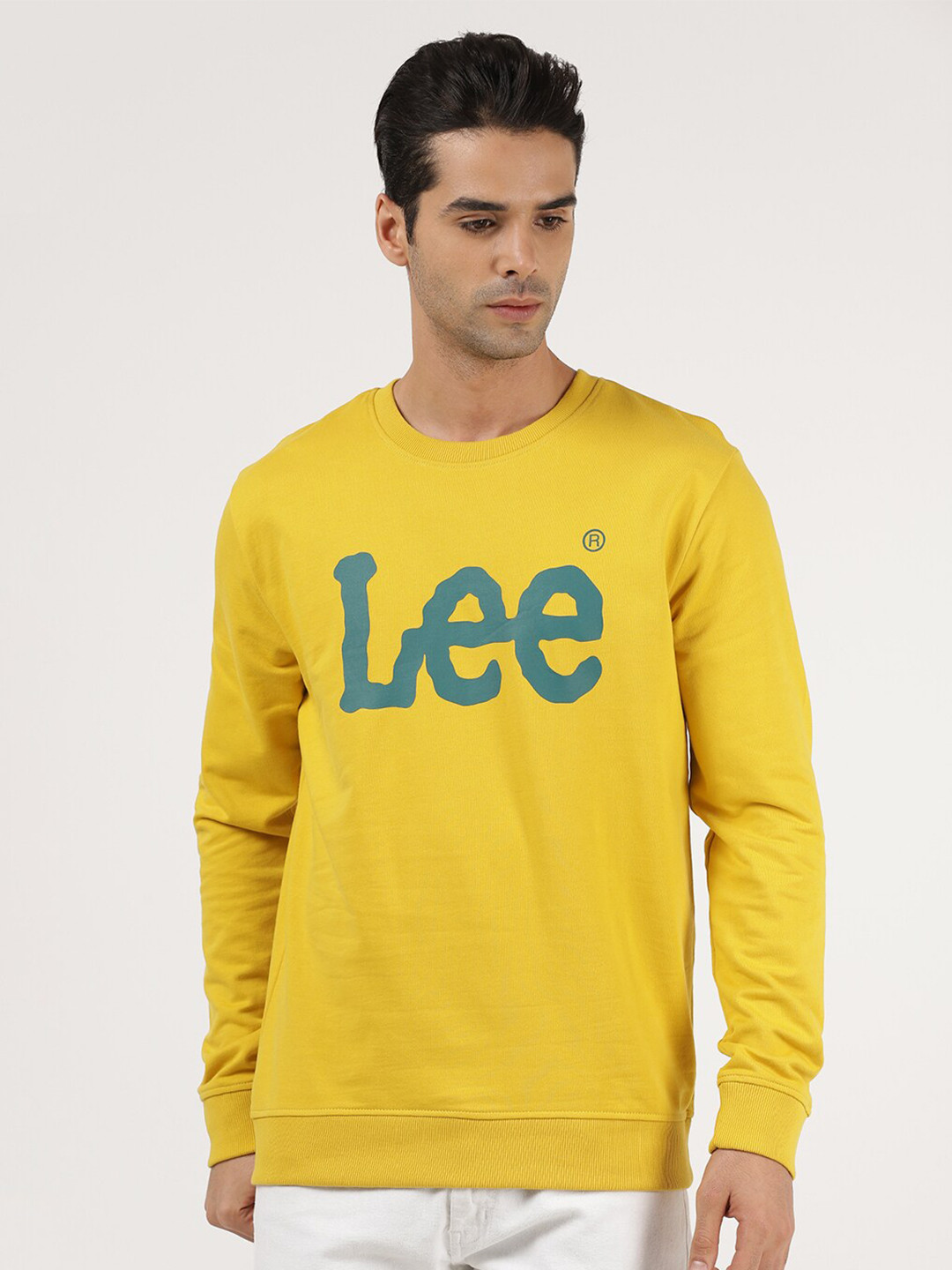 Buy Lee Men Yellow Printed Cotton Sweatshirt - Sweatshirts for Men ...