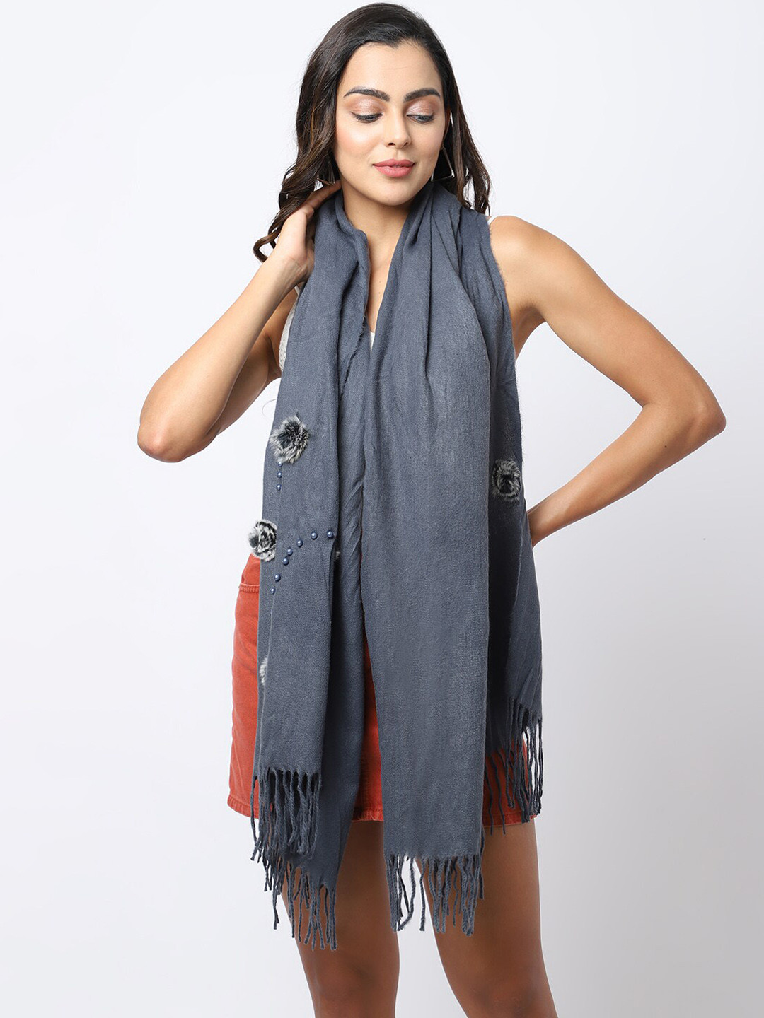 Buy ELLIS Women Grey Self Design Mufflers - Mufflers for Women 19756402 ...